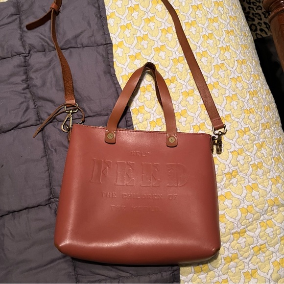 FEED projects | Bags | Feed Projects Brown Leather Eleanor Mini Tote ...